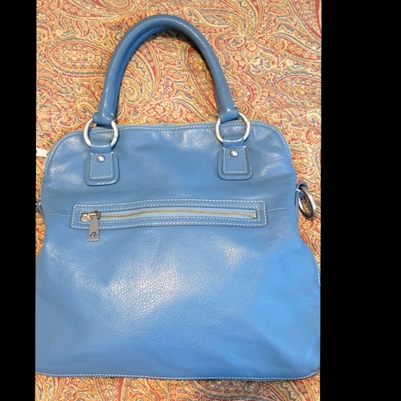 Talbots | Bags | Talbots Blue Leather Satchel | Poshmark